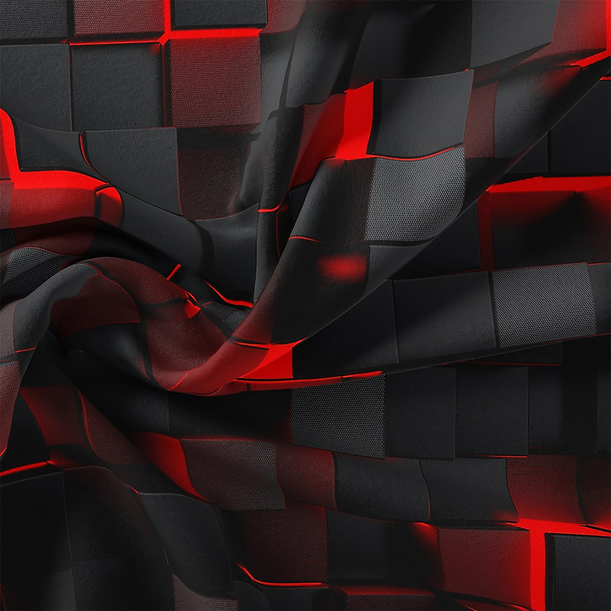 ZIRANSHU King Size Quilt Cover, Red and Black Grid Printed Quilt Personalized Geometric Square Grid Bedding Set for Adult Kids Boys Girls Comforter Duvet Cover Set (1 Duvet Cover + 2 Pillowcase)