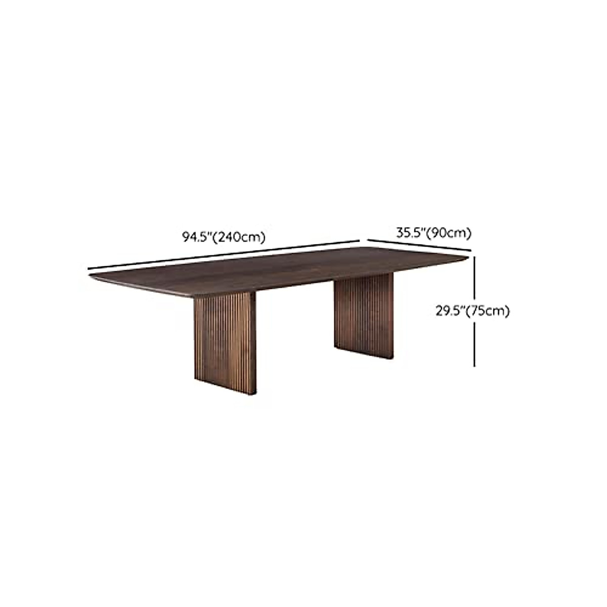 BIGMAII Brown Soild Wood Conference Table Modern Rectangle Dining Table Wooden Kitchen Table with Double Pedestal for Home Office Dining Room - 94.5" L Only Table