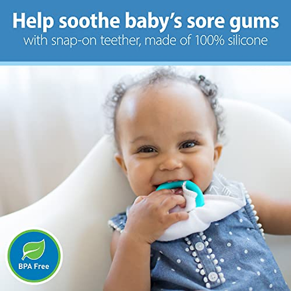 Dr. Brown's Super Soft & Absorbent Baby Bandana Bib with Snap-On Teether, 3m+, 2-Pack, Arrows & Herringbone