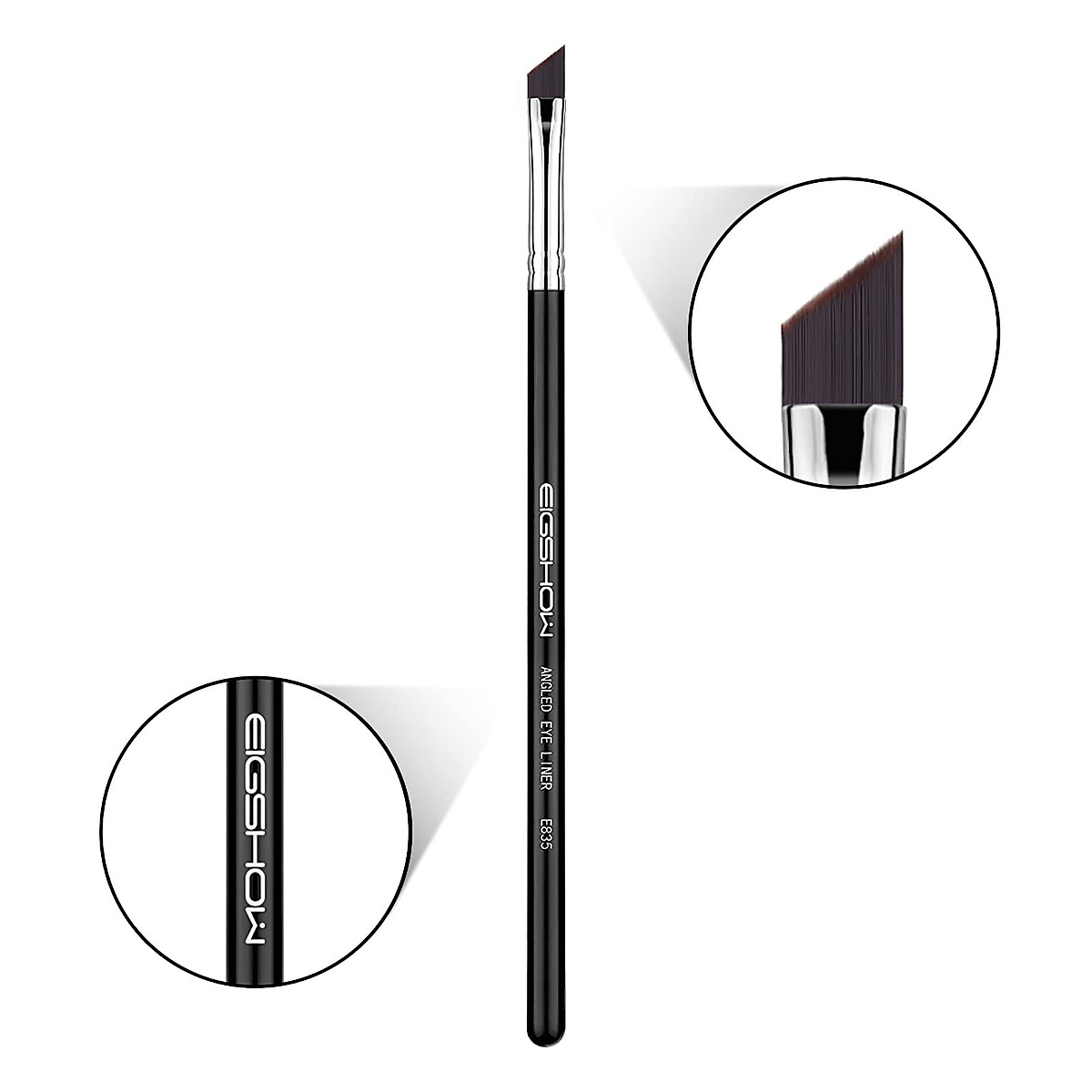 Eyeliner Brush Fine Angled - PRO Precision Gel Eye Liner Makeup Brush -Ultra Thin Slanted Flat Angle - Premium Cruelty Free Synthetic Bristles (E835)