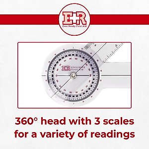 Ever Ready First Aid Plastic 6” Goniometer 360 Degree ISOM