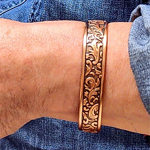 LONGRN-Copper bracelet used for Adjustable Size- a pure copper magnetic bracelet with 6 magnets for men