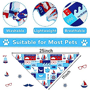 8 Pieces Nautical Dog Bandanas Summer Pets Bandana Ocean Pets Triangle Scarf Bibs Puppy Bibs Adjustable Dog Bandanas Washable Sea Turtle Pets Triangle Scarf Accessories for Most Pet Wearing