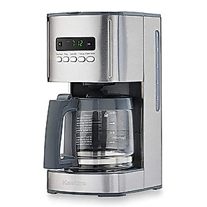 Kenmore Aroma Control Programmable 12-cup Coffee Maker, Stainless Steel with Glass Carafe, LCD Display, Reusable Cone Filter, and Charcoal Water Filter