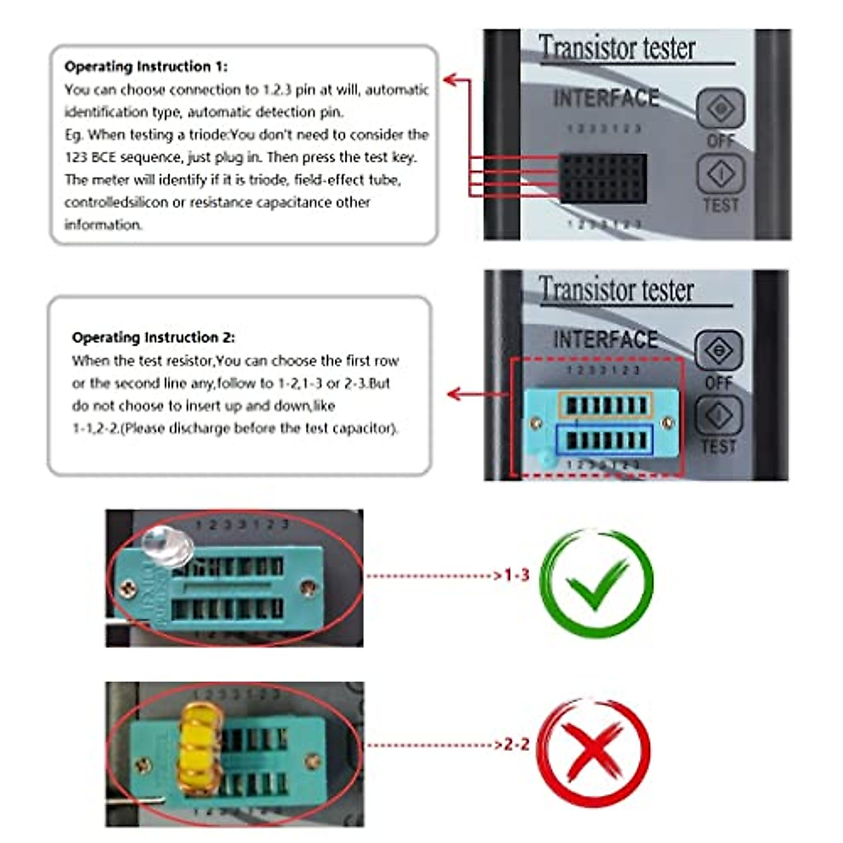 Aideepen Transistor Tester,Atmega328 Mosfet Automatic Checker Detector Capacitor Tester for NPN PNP Transistor Diode Resistor Inductor Capacitance MOS SCR LCR ESR
