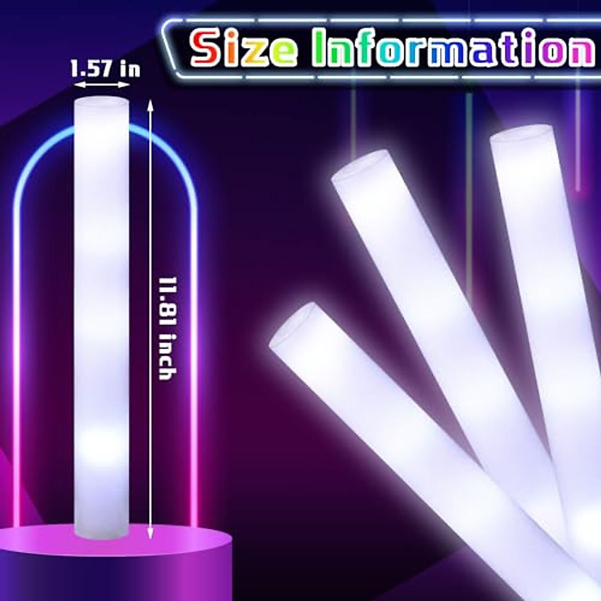 Liliful Glow LED Cheer Sticks Light up Sticks Wedding Wand for Birthday Bridal Shower Raves Carnival Concert Glow in Dark Party(24 Pcs)