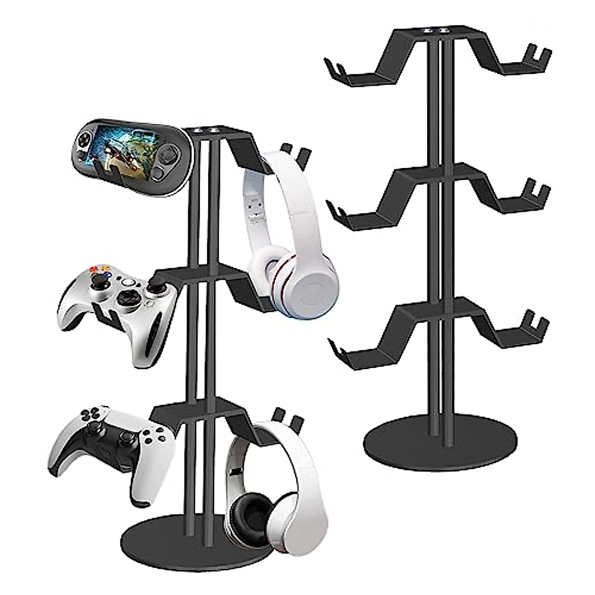 Ahomiwow Controller Holder Display Storage 3 Tier Hook for Desk Organizer Stand Hanger Neat Game Controller Hangers for All Universal PC Accessories Easy Assembly Space Save