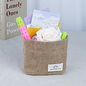 TENEBRALUX Small Cotton and Linen Hanging Storage Basket for Desktop, Ideal for Organizing Keys and Miscellaneous Items.