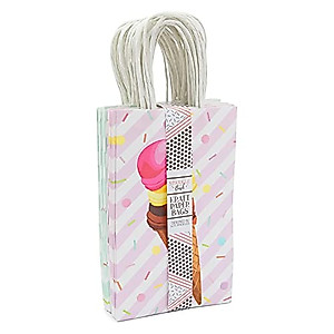 BLUE PANDA Ice Cream Birthday Party Favor Gift Bags with Handles (9 x 5.5 x 3.15 in, 24 Pack)