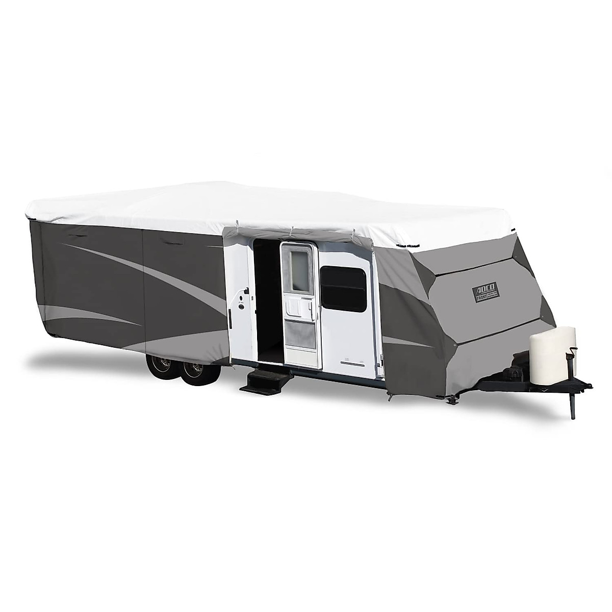 ADCO 36840 Designer Series Olefin HD Travel Trailer Cover 18' 1" - 20', Gray/White