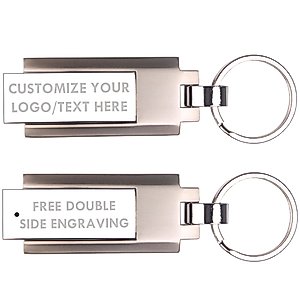 Custom Metal Rotating USB Flash Drive Keychain Memory Stick Engraved Free 16GB