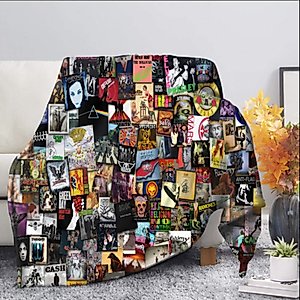 Rock Band Collage Lightweight Soft Blankets 50"X40" Throw Blanket for Music Lover Couch Sofa Bedroom Decor Travel Beach Picnic