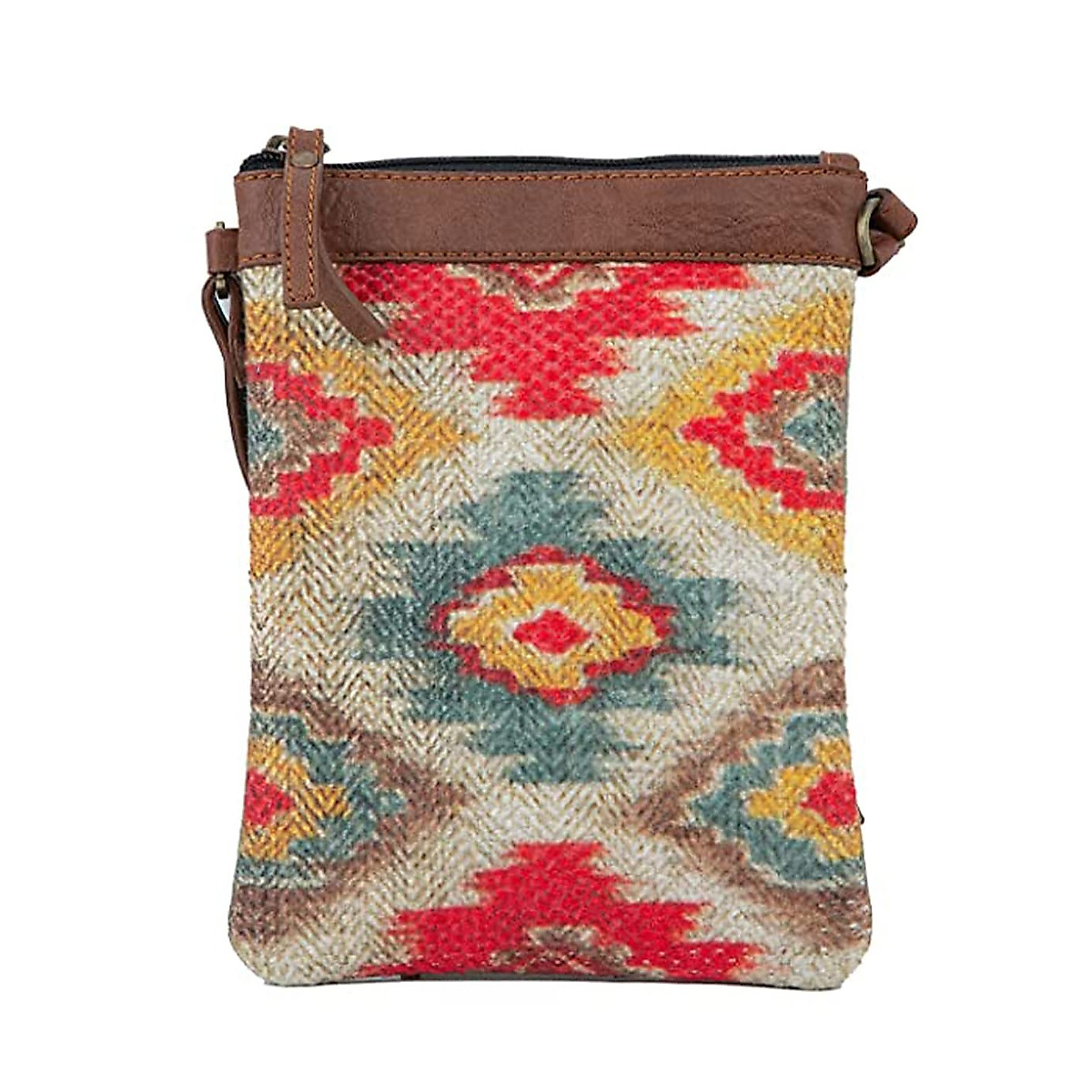 Mona B Canvas Handbag for Women | Zipper Bag | Crossbody Bag | Stylish Vintage Recycled Upcyled Bags Women (Brown-Paige)