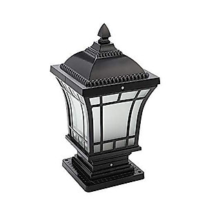 MODEBHD 46cm Waterproof Vintage Post Pillar Lantern Light Rainproof Aluminum Metal Retro Column Lamp Community Villa Patio Garden Landscape Lighting Fence Deck Table Lamp E27 Post Light