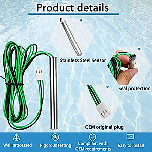 Flngr 009577F Raypak Temperature Sensor, Compatible with Raypak Heaters 206A, 207A, 266A, 267A, 336A, 337A, 406A, 407A, 3 Wire NTC 100K, Raypack 009577F Temperature Sensor Lid Units
