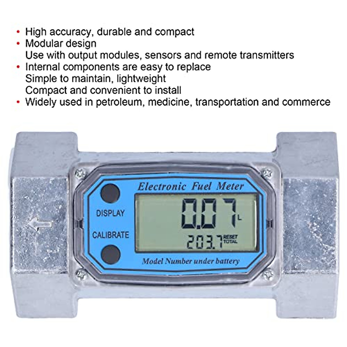 Flows Meter Electronic Digital Fuel Liquid Gas Oil Flowmeter 2in 2.3V‑3.3V LLW‑50 for Industrial Automation