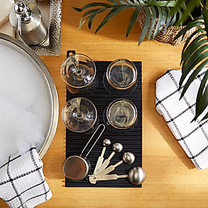 RSVP International Silicone Dual Use Sink Mat/Hot Pad, 12x7", Black