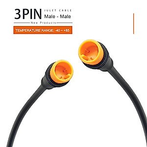 Extension Cable 2Pin/3Pin/4Pin/5Pin/6Pin/9Pin Plug Waterproof Connector for Ebike Kit,Display/Ebrake/Throttle/Shift Sensor/Hub Motor/Mid-Motor Signal Extension Cable (3PIN Male-Male)