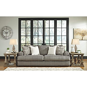 Signature Design by Ashley Soletren Contemporary Chenille Sofa with 4 Accent Pillows, Gray