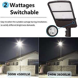 300W Outdoor LED Parking Lot Light with Slip Fitter Mount, 0-10V Dimmable, 5000K, 45000LM [1000W HPS/HID Equiv] UL/DLC Dusk to Dawn Photocell Sensor LED Commercial LED Flood Light