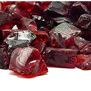 Ruby RED Premium Crushed Fire Glass Rock 10-Pound 1/2" - 3/4" inch - Tempered Glass for use in Fire Pit, Fire Place, Indoor & Outdoor Use