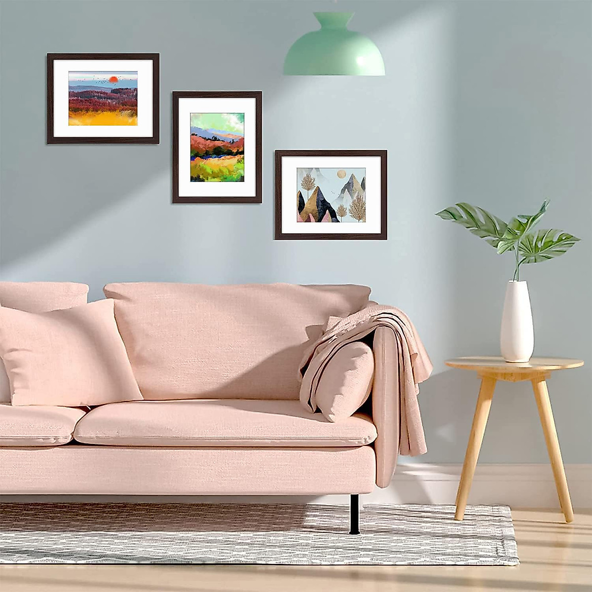 Golden State Art, 11x14 Picture Frame with Mat for 8x10 - High Definition Glass Wall Mounting Horizontal Vertical Display (Brown, 2 Pack)