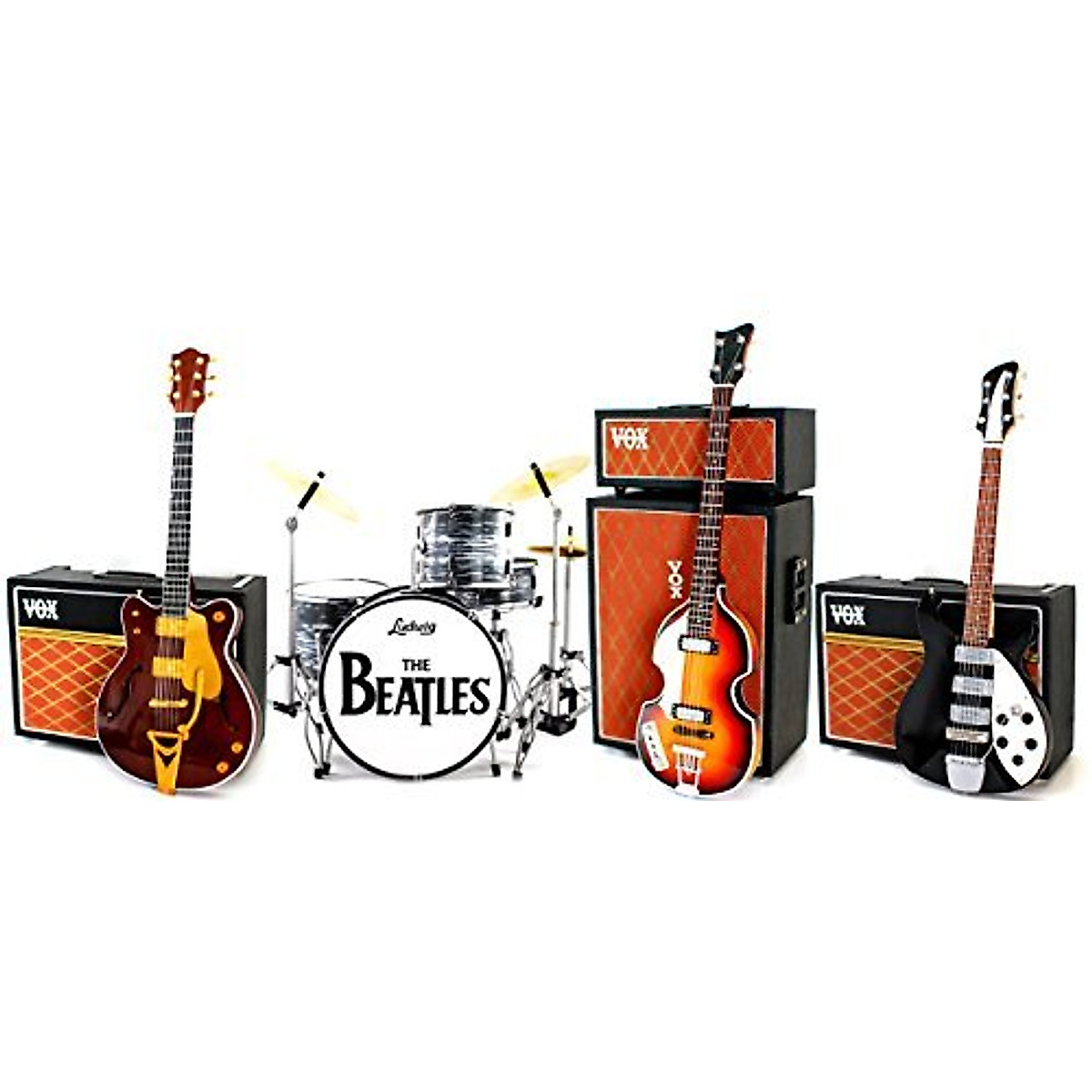 The Beatles Fab Four Miniature Guitar and Drums Set of 4 with Amp by BT MGU