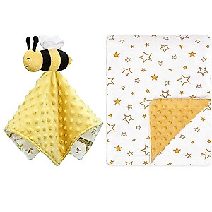 BORITAR Baby Security Blanket+Baby Blanket Soft Baby Lovey Unisex Lovey Baby Gifts for Newborn Boys and Girls Baby Snuggle Toy Baby Bee Stuffed Animal