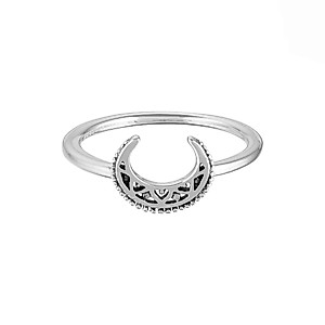 Boma Jewelry Sterling Silver Crescent Moon Boho Tribal Ring, Size 8