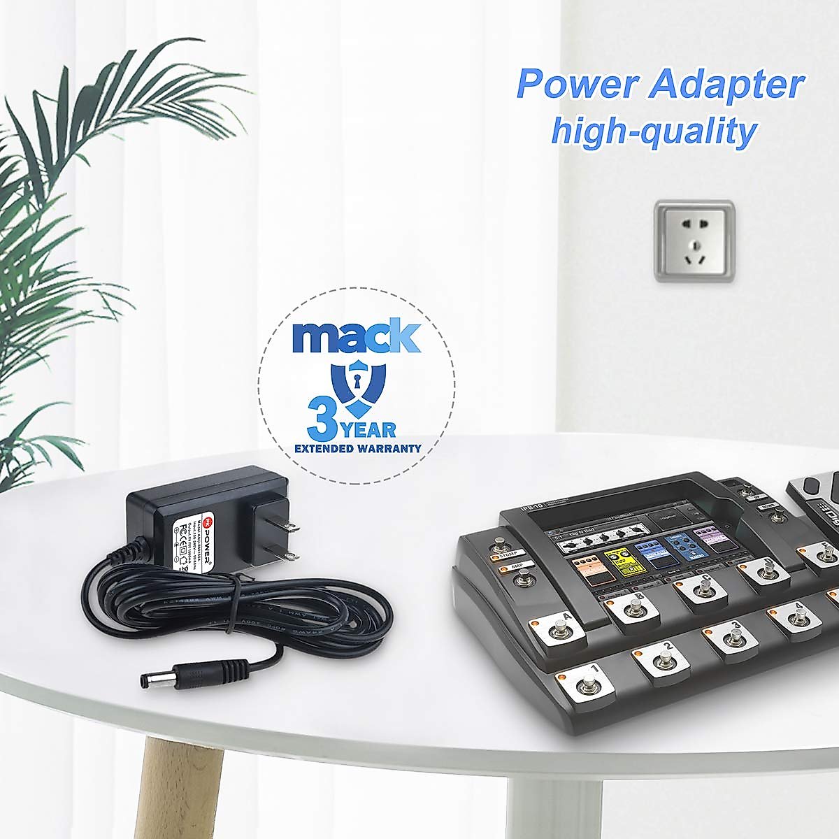 PK Power PW-CT-9V DC Power Adapter –Minimize Need to Change Batteries on Pedalboard and Other Devices Requiring 9V – 1000mA Max Current – Center Negative with 6.6FT Cord Power Supply