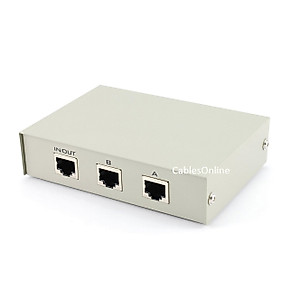 CablesOnline Compact 2-Way RJ45 Ethernet Network Push Button Metal Mini Switch Box (SB-034P)