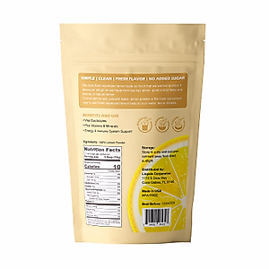 Grelim Lemon Powder 11.30 Oz, 100% Lemon Juice Freeze Dried Powder, Filler Free, Gluten-Free, Rich in Natural Vitamin C Fresh Squeezed Lemon Flavor Great for Beverages, Smoothies 320g