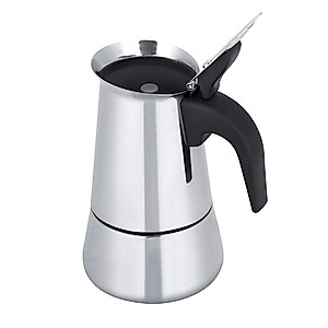LIZEALUCKY Stainless Steel Stovetop Moka Pot Espresso Maker Percolator Portable Italian Cuban Coffee Maker for Big Family Home Office Camping, Work with Gas Electric Ceramic Stovetop(100ml)