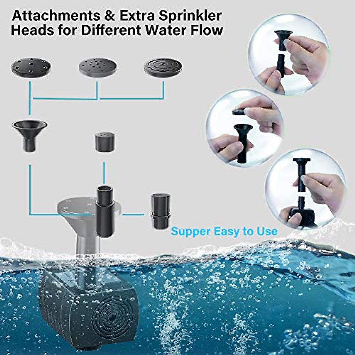 Biling Solar Water Fountain Pump Outdoor, Upgraded Solar Fountain Pond Pump Kit with Stake, Solar Powered Fountain Water Pump for Bird Bath, Garden, Backyard, Pool, Fish Tank