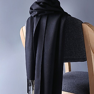 OHAYOMI Womens Pashmina Shawl Wrap Scarf Solid Color Pashmina - Black