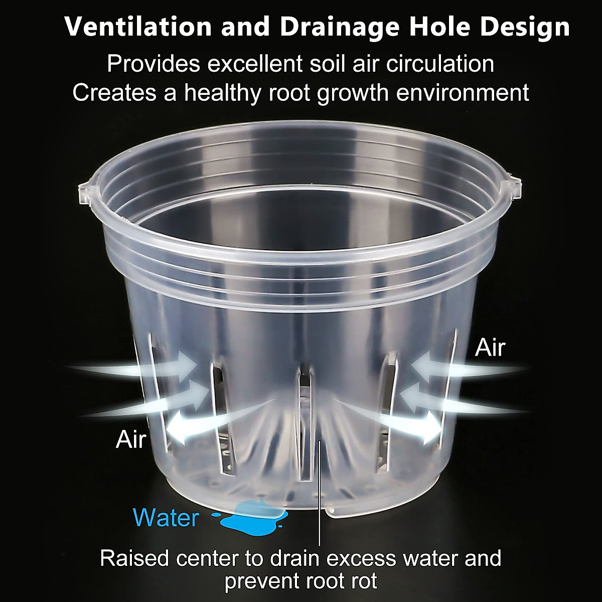 Fabulas Orchid Pot, 8 Clear Orchid Pots with Holes and 6 Saucers, 2 Each of 4.1, 4.8, 5.7 and 6.4 Inch Orchid Pots for Repotting, Plastic Orchid Planter Breathable Slotted Flower Plant Nursery Pot
