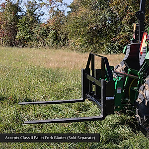 Titan Attachments Pallet Fork Frame Attachment, Fits Cat I & II Tractors, Rated 4,000 LB, Rack, Receiver Hitch, Spear Sleeves