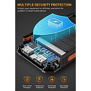 Power Bank,Solar Charger,36800mAh 5V3.1A QC 3.0 Dual 2 USB Port Built-in Powerful Flashlight IPX7 Waterproof Dustproof Shockproof(Orange)