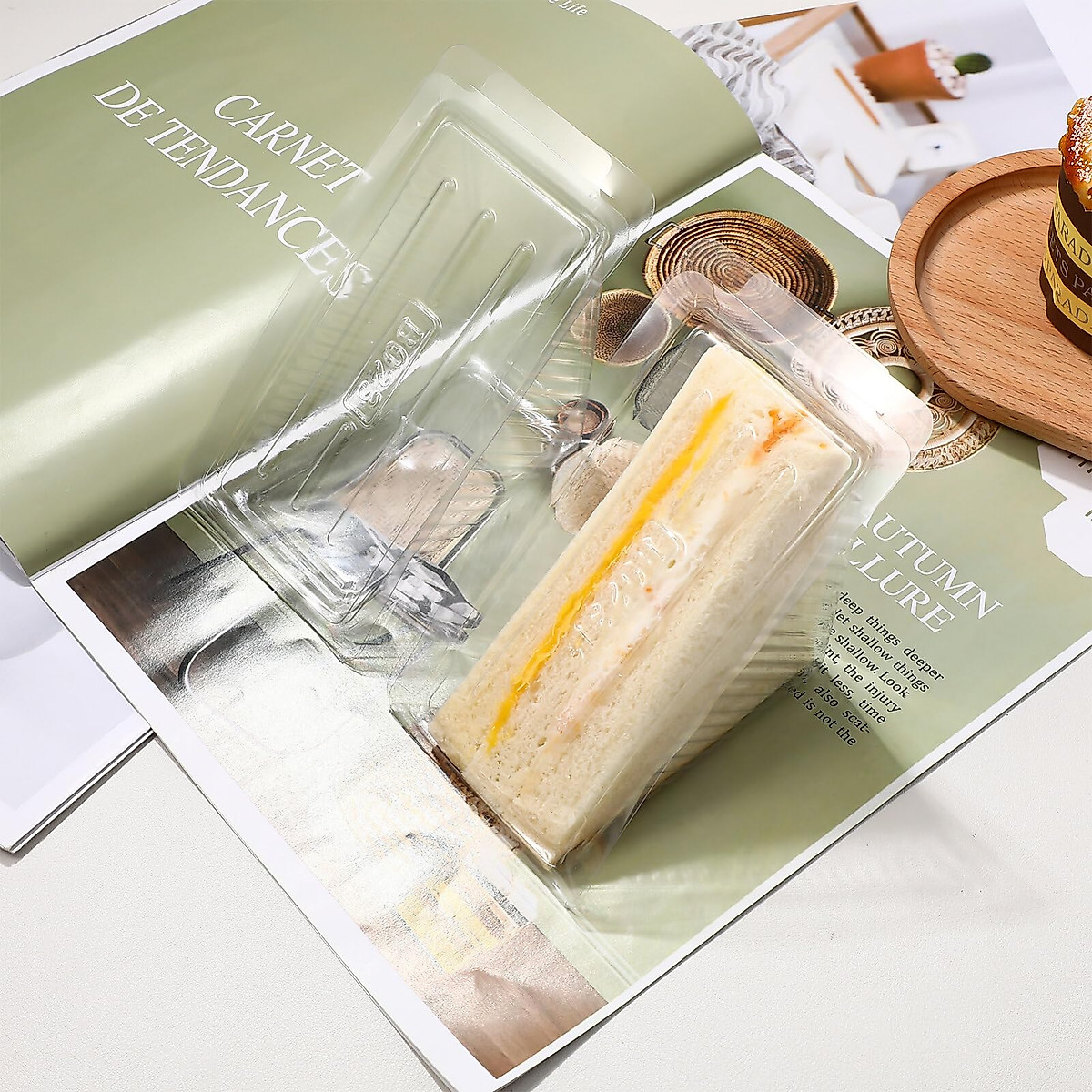 Cabilock 50pcs Sandwich Packing Boxes Food Containers Clear Sandwich Case Sandwich Triangle Boxes Take Out Containers for Sandwich Cake Dessert,Hamburger