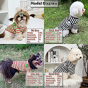 MESHEEN 2 Pack Dog Shirt for Small Dogs Made of Soft Skin Friendly Pure Cotton Breathable Stretch Fabric Keep Your Pet Cozy, Puppy Clothes Use Classic Striped Style Design