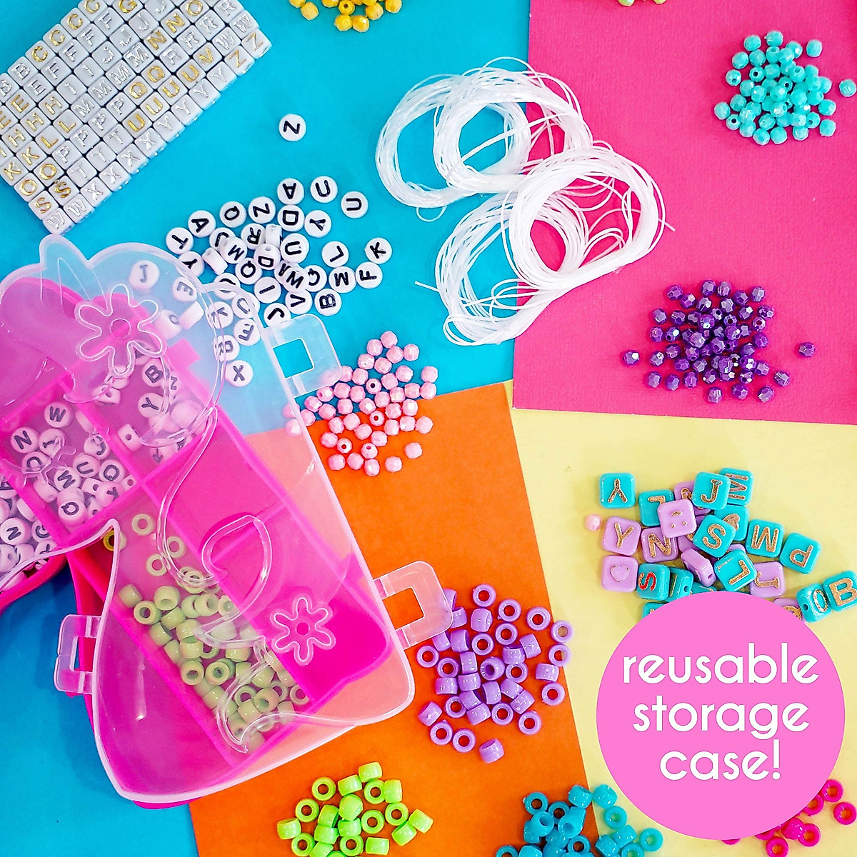 Just My Style DIY Bracelet Making Kit with 2000+ Beads, Storage Case & Instructions