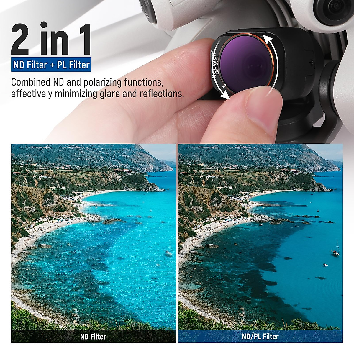NEEWER ND/PL Filter Set Compatible with DJI Mini 4 Pro, 6 Pack UV CPL ND8/PL ND16/PL ND32/PL ND64/PL Polarizer Neutral Density Drone Lens Accessories, Multi Coated HD Optical Glass/Aluminum Frame