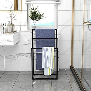 Metal Freestanding Towel Rack 3 Tiers Hand Towel Holder Organizer for Bathroom Accessories, Black