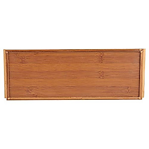 Natural Bamboo Tea Tray Drainage Type Cup Plate Traditional Chinese Style Serving Tray Kung Fu Tea Accessory 14.96 x 5.28 x 1.49inch