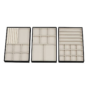 Household Essentials Black Jewelry Organizer Stacking Boxes with Removable Lid