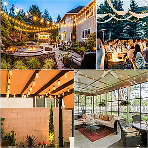 WENFENG Outdoor String Lights, 50FT 2200K LED Patio Lights with ST38 Waterproof Bulbs, Retro Connectable String Lights for Patio Backyard Balcony