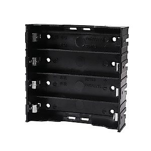 Coliao 6pcs 18650 Battery Case Holder 4 Slots X 3.7V 18650 Battery Storage Box, in Parallel Black Plastic Batteries Clip Box with Pin for DIY Parallel or Series Circuit PCB Projects