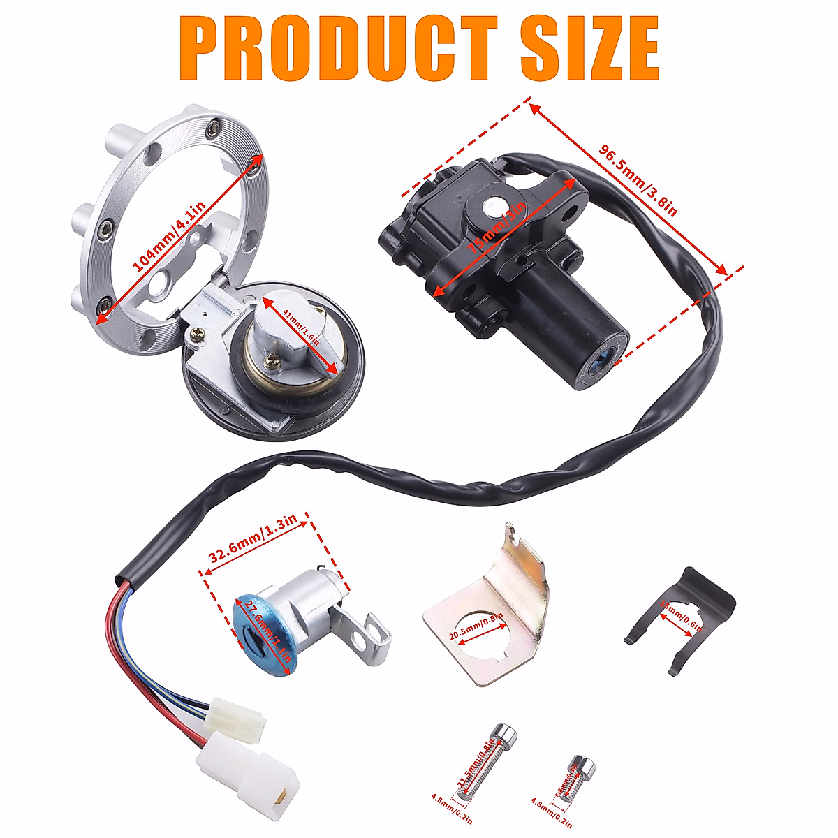 CNCMOTOK Ignition Switch Gas Cap Cover Seat Lock Key Set for Yamaha YZF R1 R6 1992-2012