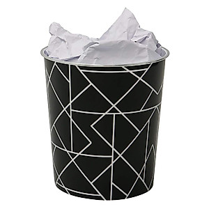 JVL Linear Black Waste Paper Bin, 27 x 25cm Approx, Polypropylene, Small