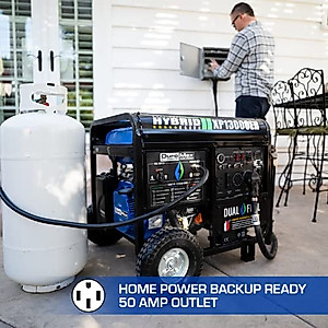 DuroMax XP13000EH Dual Fuel Portable Generator 13000 Watt Gas or Propane Powered Electric Start-Home Back Up, Blue/Gray